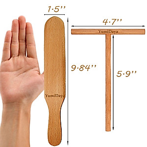 YumiDaya Crepe Spreader and Crepe Spatula Turner Set,Convenient Sizes to Fit Any Crepe Pan Maker - 100% Natural Wooden Crepe Spatula Set for Crepe Tools
