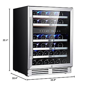 STAIGIS 46 Bottle Compressor Wine Cooler Refrigerator, 24 inch Wine Fridge Freestanding Dual Zone for Home, Kitchen and Bar, Digital Temperature Control