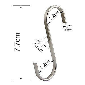 RuiLing Premium 12 Pack Size Medium Brushed Stainless Flat S Hooks Kitchen Pot Pan Hanger Clothes Storage Rack.