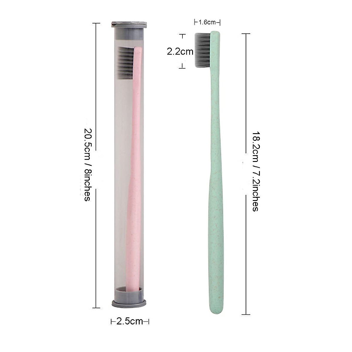 Sainal 12pcs/Pack Manual Toothbrushes Soft Bamboo Charcoal Bristles Wheat Straw Material Handle Portable with Individual Packaging