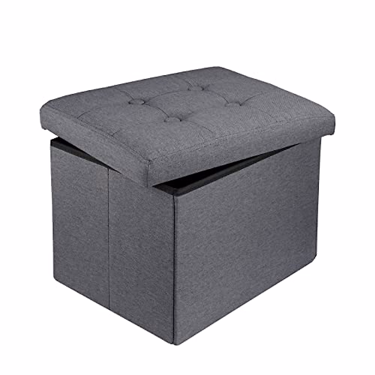 eMOUSE Storage Ottoman Folding Ottomans Footrest Stool for Living Room Bedroom Room Small Bench Foot Stool Rectangle Cube Grey L17W13H13IN