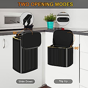 SXDLED Hanging Kitchen Trash Can with Lid, 1.05 Gal Stainless Steel Garbage Can Bathroom Trash Can Indoor Compost Bin for Counter Top, Wall-Mounted, Under Sink or Floor