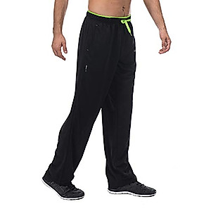 CENFOR Men's Sweatpant with Pockets Open Bottom Athletic Pants for Jogging, Workout, Gym, Running, Hiking, Training(Black,S)