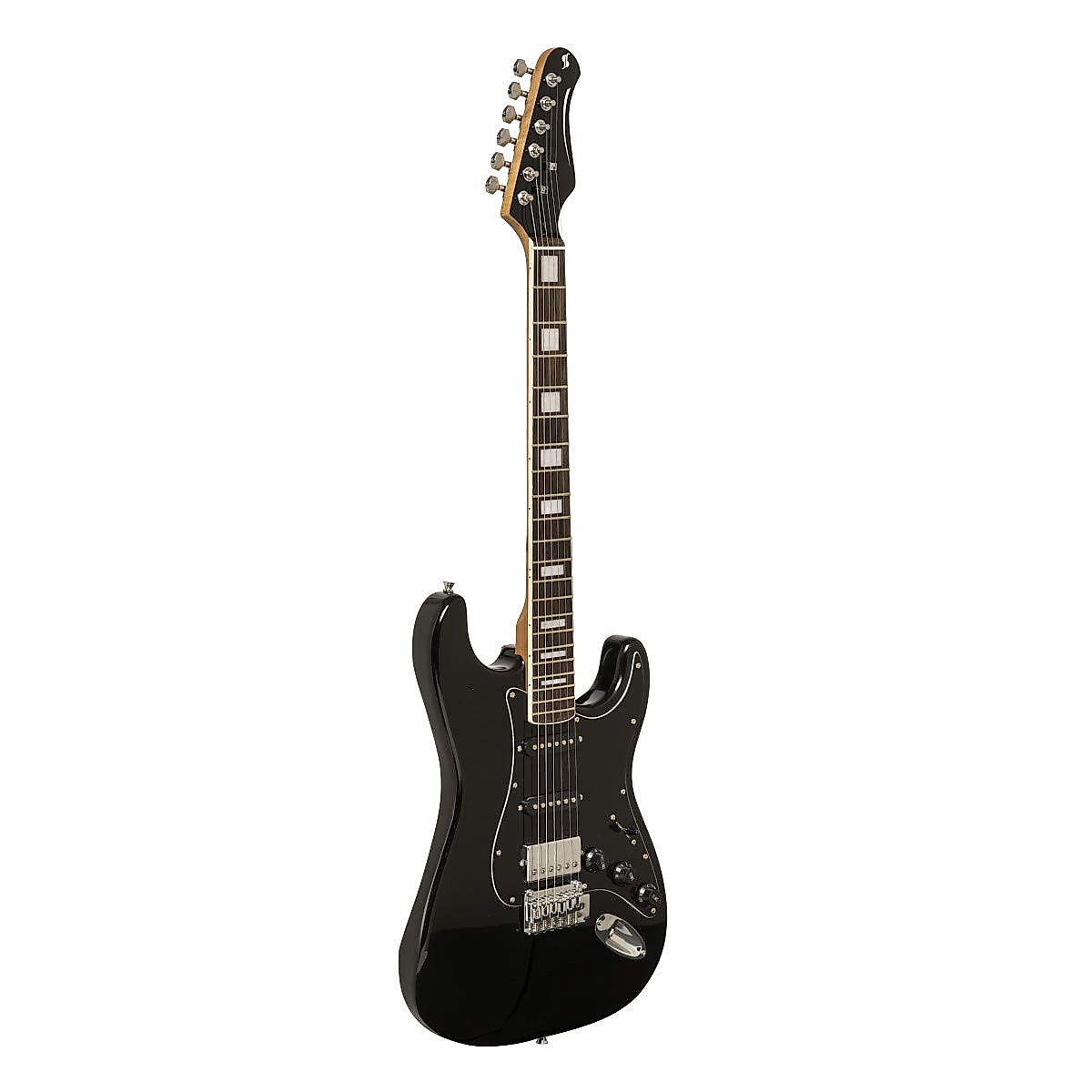 Stagg 6 String Solid-Body Electric Guitar, Right, Black, Full (SES-60 BLK)