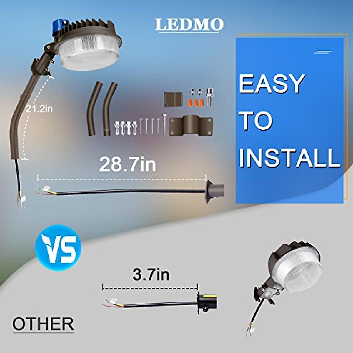 LEDMO 120W LED Barn Light Adjustable Angle with Mountiong Arms 18000LM Dusk to Dawn Outdoor Lighting Security Flood Lights 5000K Brightset IP65 Waterproof Yard Outdoor Lights