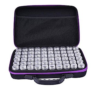 60 Slots Diamond Embroidery Box Diamond Painting Accessory Storage Case Container DIY Art Craft Jewelry Beads Sewing Pills Organizer Holder Clear Plastic Beads Cross Stitch Zipper Storage Bag Boxes