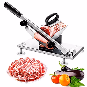 Manual Frozen Meat Slicer, Stainless Steel Meat Cutter Beef Mutton Roll Meat Cheese Food Slicer Vegetable Sheet Slicing Machine, Deli Slicer for Home Kitchen