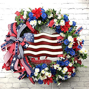 Rustic Metal Antique Hanging American Flag Wall Decor Patriotic Garden Porch Indoor Outdoor Wall Art, 4th of July Decoration