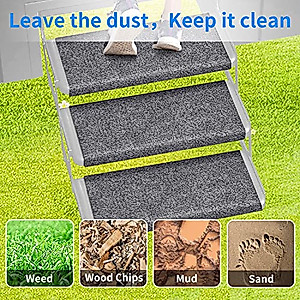 RV Step Covers 4 Pack - 22 inch Wide Camper Step Covers Fit 8-11 inch RV Stairs,RV Step Rugs with Install Hooks,Make Your RV Safe and Cleaner with RV Stair Covers,Grey