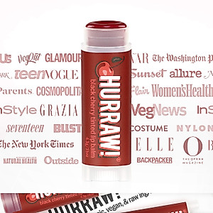 Hurraw! Black Cherry Tinted Lip Balm: (Sheer Red Tint) Organic, Certified Vegan, Cruelty and Gluten Free. Non-GMO, 100% Natural Ingredients. Bee, Shea, Soy and Palm Free. Made in USA