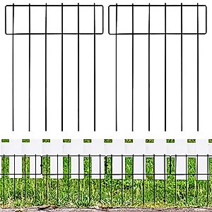 MZYOUHUO 9 Packs Animal Barrier Fence - No Dig Bottom Fence Barrier Rustproof Metal Wire for Dog Rabbits Ground Stakes Defense and Outdoor Patio,17 in(H) X 9.7 Ft(L)