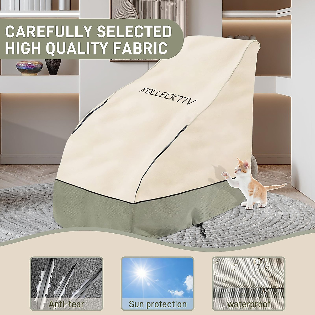 Kollecktiv Massage Chair Cover, Waterproof Dustproof Protector Cover for Full Body Massage Chair Recliner, Cover with Drawstring, Zero Gravity Recliner Massage Chair Protector Cover
