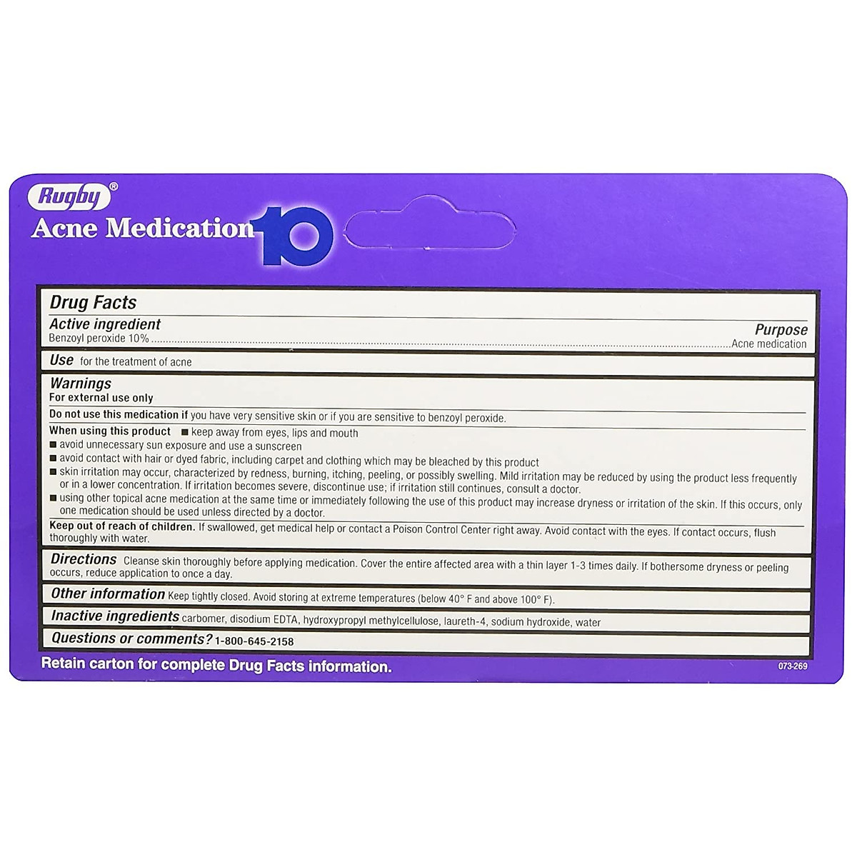 Rugby Acne Medication 10%, 1.5 Ounce (Pack of 3)