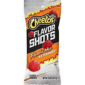 FLAMIN HOT ASTEROID POPPERS 4 BAGS (Flavored Corn Puffs) 1 Ounce Bags