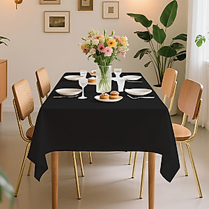 6 Pack Premium Disposable Plastic Tablecloth 54" x 108" Party Table Cloths Disposable for 6 to 8 Foot Tables Indoor or Outdoor Parties Birthdays Weddings Christmas Anniversary Buffet Table (Black)