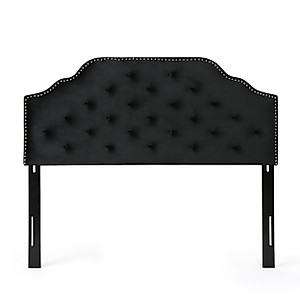 Christopher Knight Home Silas Velvet Headboard, Queen / Full, Black / Black