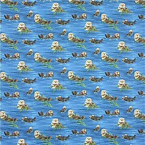 Blue Otter Fabric by Robert Kaufman (per 0.5 Yard Unit)