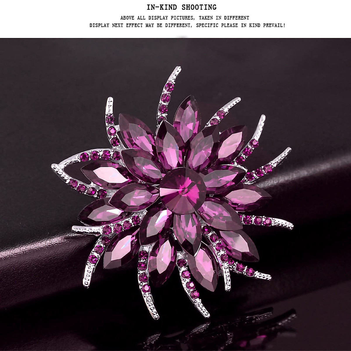 Pin Back Three Colors Gold Plated Rhinestone Crystal Bouquet Flower Scarf Pin & Brooch Turtle Brooch (Purple, One Size)