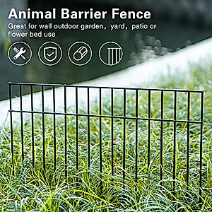 Adavin Small/Medium Animal Barrier Fence 10 Pack 24in(L) X 15in(H) Underground Decorative Garden Fencing, Dog Rabbits Fences Black Metal Fence Panel Ground Stakes for Outdoor Patio. Total Length 20Ft