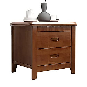 FFNUM Bedside Table Nightstand with 2 Drawers and Wood Legs, Large Storage Space Side Sofa Table for Bedroom, Living Room, Hallway Night Stand