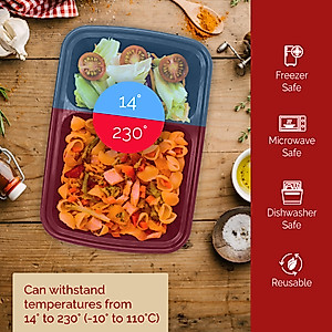 Reli. Meal Prep Containers 32 oz (25 Pack) 2 Compartment Meal Prep Containers Reusable, Microwave Safe | Plastic Togo Box for Food | Boxes for Takeout, To Go, Leftover, Food