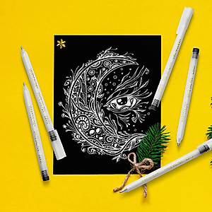 MARTCOLOR White Gel Pens Set, 6 Pack, 0.8mm Fine Point Pens Gel Ink Pens For Artists, Archival Ink Pens, White highlight Pens for Black Paper Drawing, Illustration, Sketching, Writing