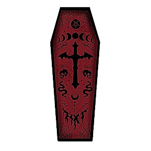 Halloween Carpet Dark Gothic Carpet for Living Room Decoration Coffin Shaped Rug Soft Non Slip Bedroom Home Party Supplies 51x19 Inch (Red)