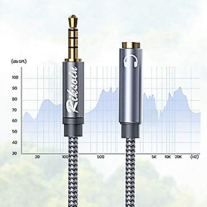 Headphone Extension Cable, Riksoin 4 Pole 3.5mm Male to Female Aux Cord TRRS Jack Stereo Adapter [2-Pack, 4ft+8ft, Hi-Fi Sound] Audio Extension Cables Extender for Speaker, Headset, Smartphone, Tablet