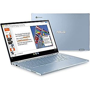 ASUS Newest Flip 2-in-1 14" FHD Touchscreen Chromebook Laptop, Intel Core m3-8100Y(up to 3.4 GHz), 8GB RAM, 320GB Space(64GB eMMC+256GB Card), Webcam, Backlit Keyboard, WiFi, Chrome OS, Silver, JVQ MP