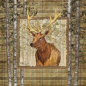 Rustic Cabin Moose Bear and Buck; Lodge Decor; Three 12x12in Brown Framed Prints, Ready to Hang!
