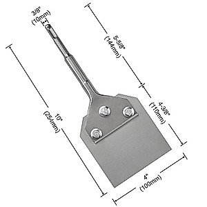 SPKLINE 4 Inch Wide SDS-Plus Floor Scraper Tile & Thinset Scaling Chisel SDS-Plus Shank 4" x 10" Thinset Scraper Adhesives Remover Wall Scraper Fits SDS-Plus Rotary Hammers and Chipping Hammer Drills