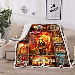 Juirnost Firefighter Gifts for Men Firefighter Blanket Firemen Throw Blanket Firefighters' Day Birthday Gift Idea Fireman Practitioner Throw Blankets Fleece Soft Cozy Luxury Gifts for Firefighters