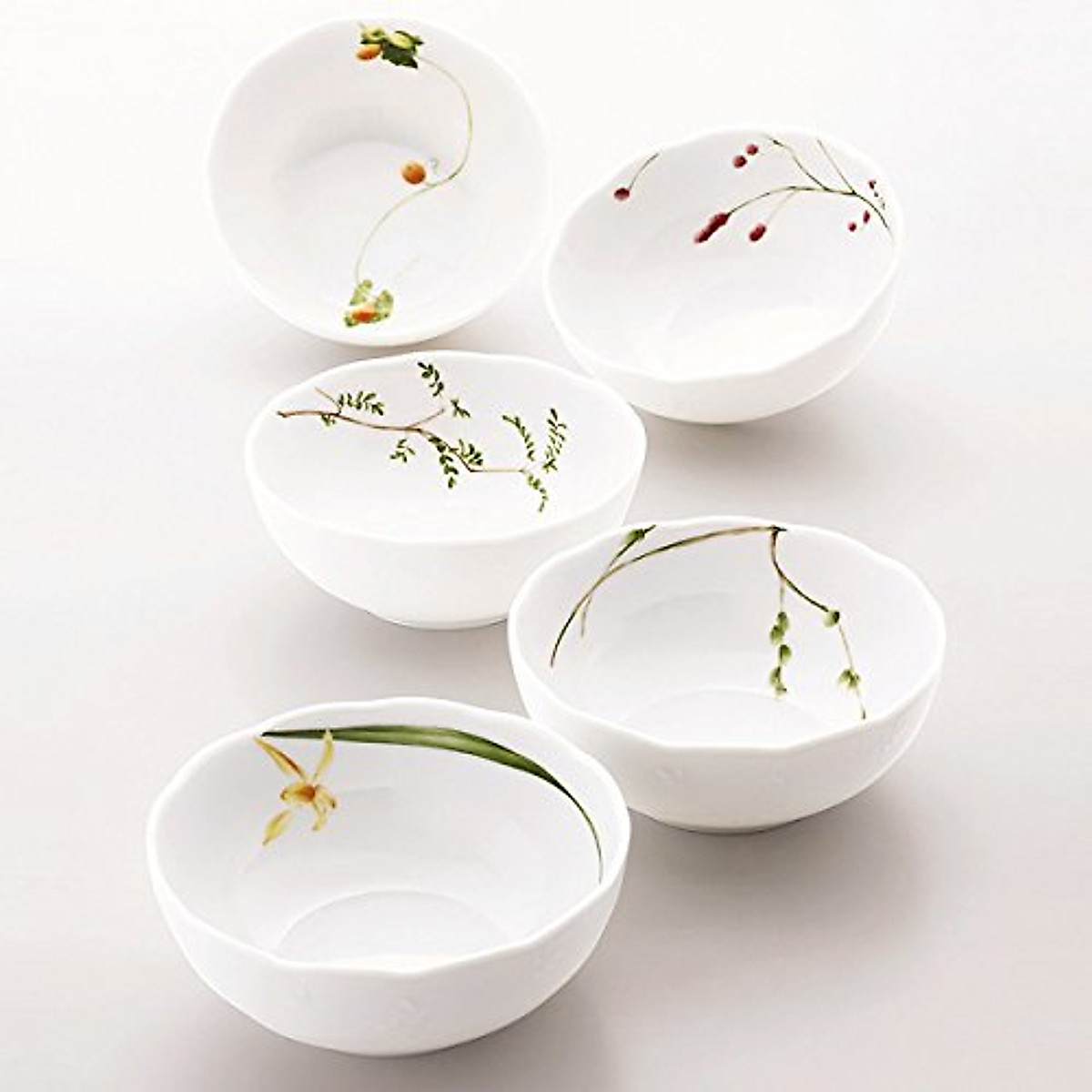 Narumi 40912-32841 Bowl, Plate Set, 5.1 inches (13 cm), Diameter 5.1 inches (13 cm), Green, Floral Patterns, Cute, Wedding Gift, Microwave Warm, Made in Japan, Gift Box Included