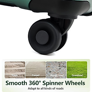 3Pcs (20/24/28) Luggage Set, HardShell Lightweight, Only 20" with Front Pocket, 21.65*15.35*7.87" Fits Overhead Cabin, 24" (26*17.7*10.2") and 28" (19.68*11.81*29.92") Checked Luggage, Green