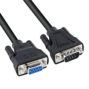 DTech 5ft DB9 RS232 Serial Cable Male to Female Extension Simple Null Modem Cord Cross TX RX Line 2 Pin Crossed for Computer Switch Router Data Communication (5 Feet, Black)