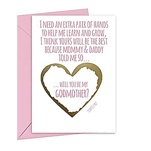 Will You Be My Godmother Scratch Off in Child Handwriting, I Need an Extra Pair of Hands Godmother Proposal Card from Niece, Nephew for Aunt, Best Friend (Extra Hands Godmother)