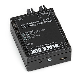 Black Box Micro Mini Media Converter, 10-/100-/1000-Mbps Copper to 100-Mbps Duplex Fiber, Multimode, 1310-nm, 5 km, ST