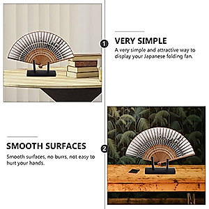Veemoon 1pc chinese fan stand Chinese Japanese Folding Hand Fan Stand Wood Fan Display Stand Organizer for Home Office Desktop Decoration- japanese fan holder Black wood fan stand