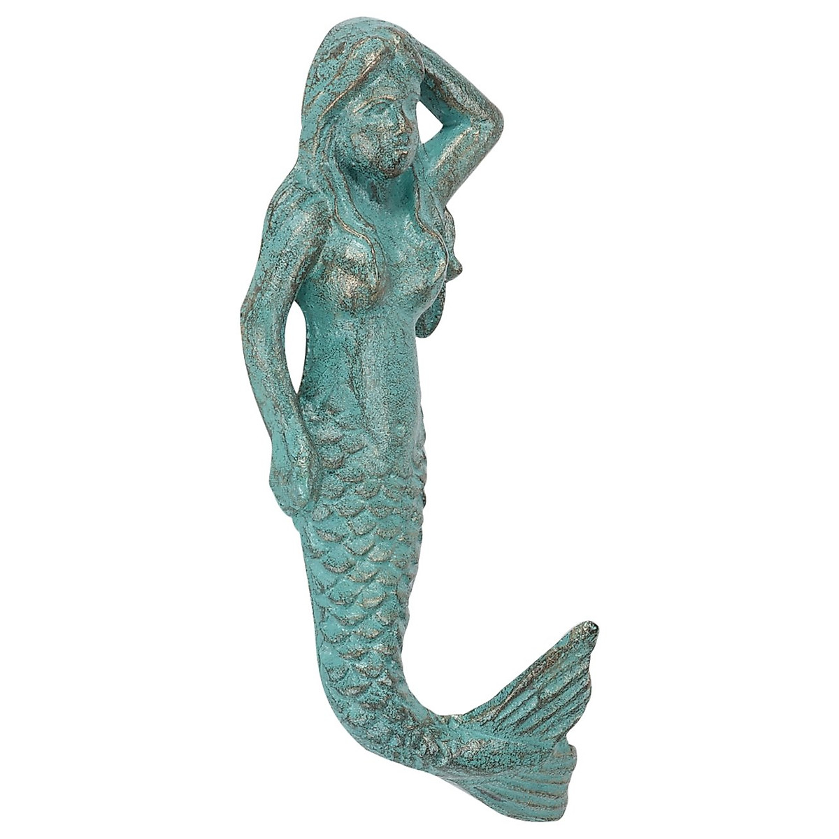 Abbott Collection 27-Iron AGE/288 Mermaid Wall Hook-Verdigris-6" H, 6 inches H