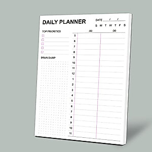 Tiankool To Do List Notepad - Daily To Do List with Priorities, Hourly Scheduler and Notes - Daily Planner Notepad for Work, Study, Appointments, 60 Tear Off Sheets Planning Pad, 7x10 Inch