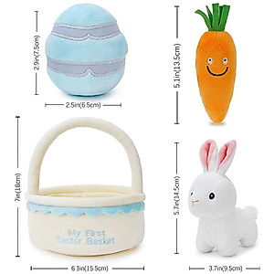 Baby's My First Easter Basket Playset Stuffed Plush Cartoon Bunny Toys Plush for Kids Boys Girls, 4 Pieces