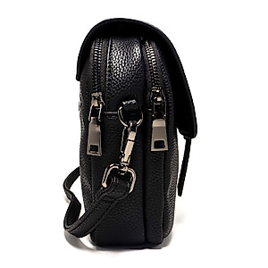 Lecanedo Small Crossbody Bag Cellphone Purse for Women, Leather Purse Shoulder Bags Black