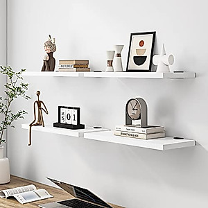 Homaz life Floating Shelves Wall Mounted Set of 4, Storage Decor Shelves for Living Room Bedroom Garage Hallway, White