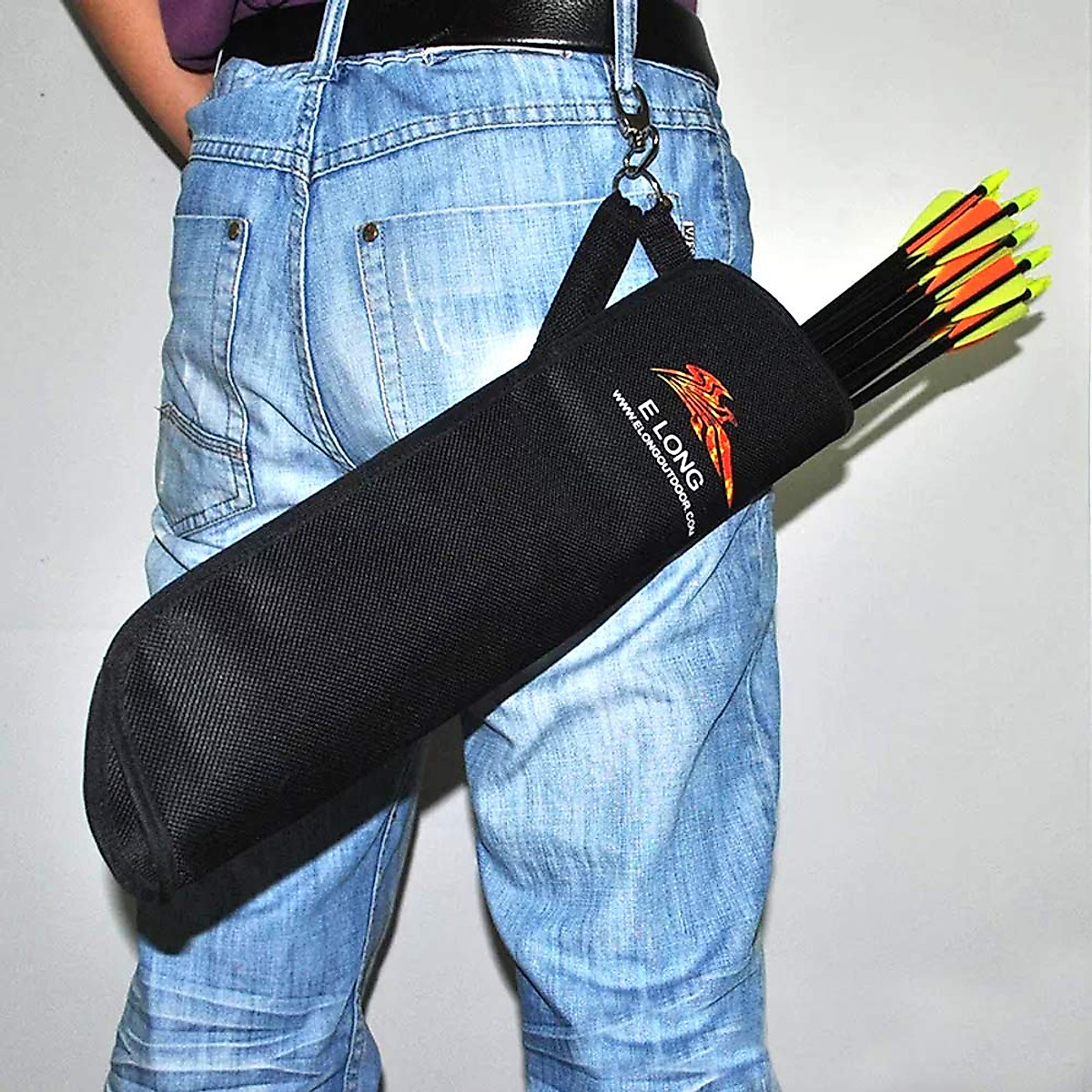 EOUS Archery Arrow Holder Side Hip Arrow Quiver Waist Quivers Bag Clip on Quiver for Arrows, BLACK