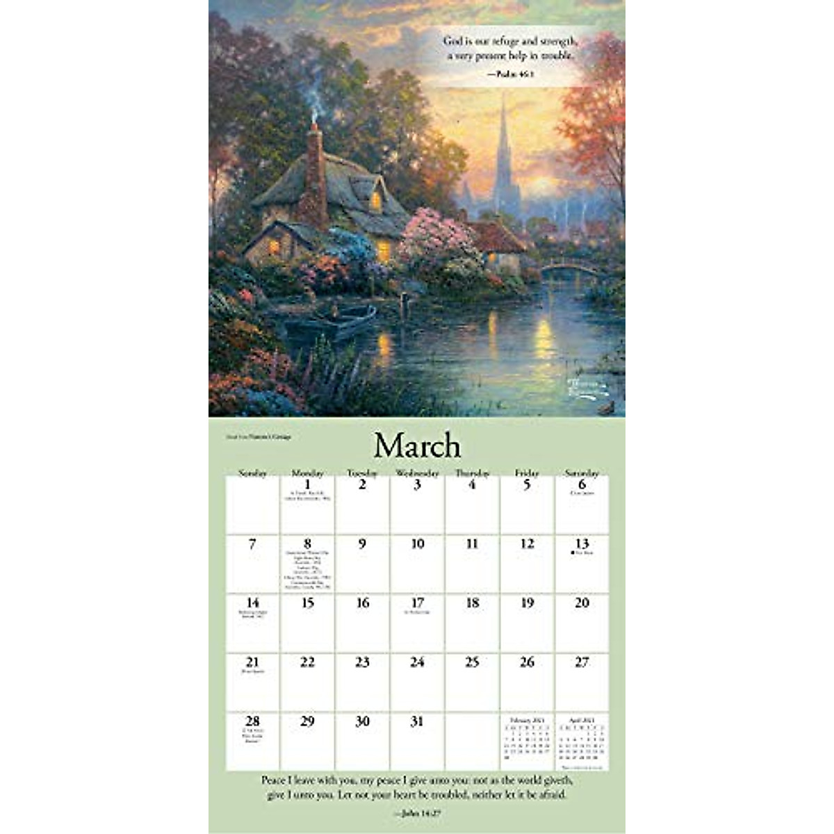 Thomas Kinkade Gardens of Grace with Scripture 2021 Wall Calendar