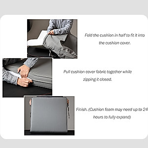 BPS Outdoor Chair Cushions Water Resistant Outdoor Deep Seat Cushions with Handle and Adjustable Straps, 24"x24", Gray, Set of 2