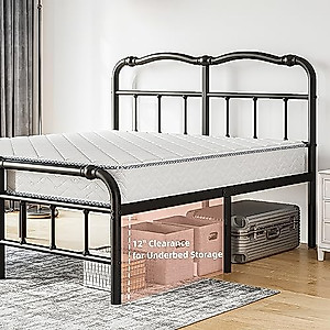 EZBeds Cal King Bed Frame with Headboard and Footboard, 14 Inch High, Heavy Duty Bed Frame No Box Spring Needed, Easy Assembly, Noise-Free, Under Bed Storage, Black