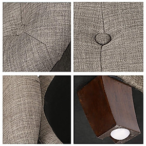 Joveco Upholstered Round Button Tufted Storage Ottoman, Footrest with Removable Lid for Living Room Bedroom (Tan)