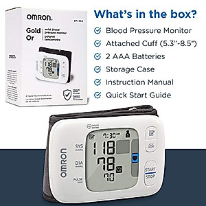 OMRON Gold Blood Pressure Monitor, Portable Wireless Wrist Monitor, Digital Bluetooth Blood Pressure Machine, Stores Up To 200 Readings for Two Users (100 readings each)