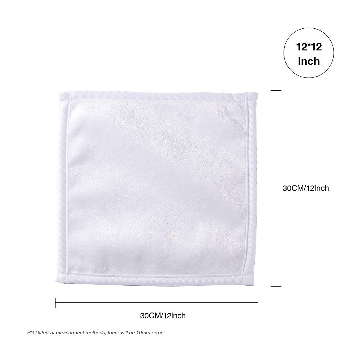 PYD Life 12 Pack Sublimation Blanks White Towel 12 Inch Bathroom Face Hand Towel Kitchen Tea Dish Drying Cotton High Absorbent Polyester Towel for Heat Press Transfer Print